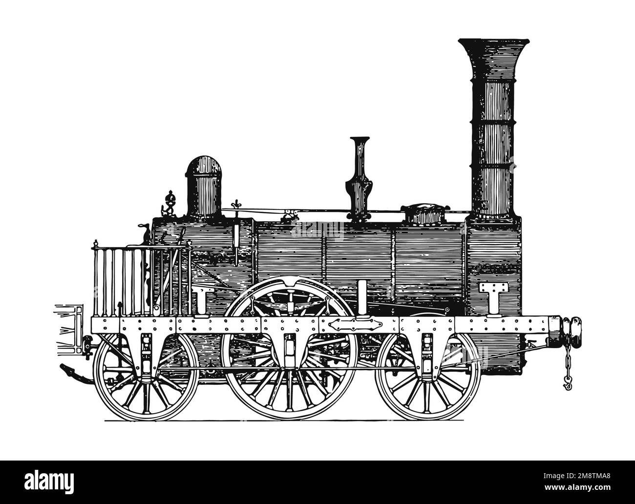 Steam wheels locomotive illustration Black and White Stock Photos ...