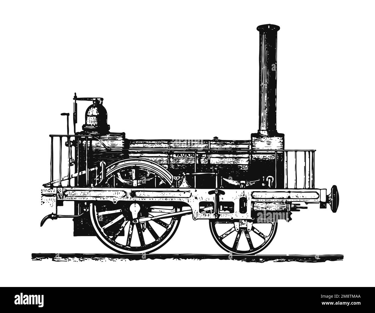 Early steam-powered trains, vintage illustration Stock Photo - Alamy
