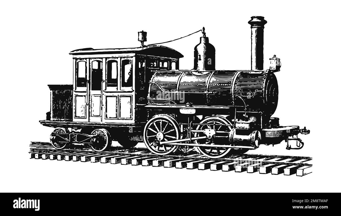 Early steam-powered trains, vintage illustration Stock Photo - Alamy