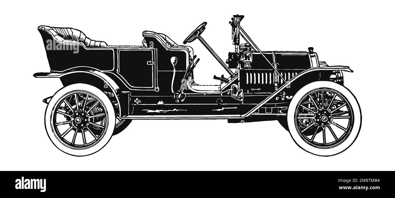 Classic vintage car, antique illustration Stock Photo - Alamy