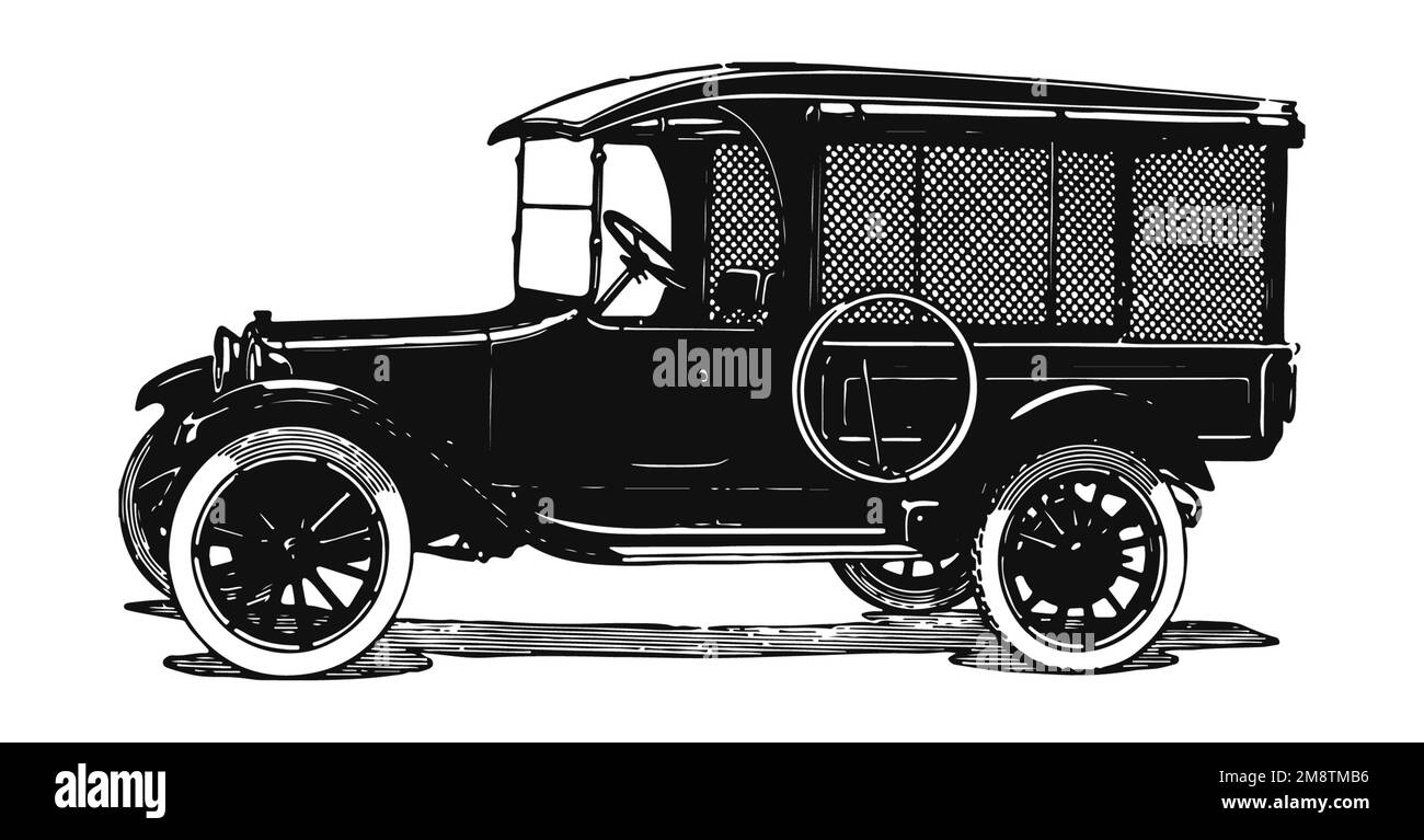 Classic vintage car, antique illustration Stock Photo - Alamy