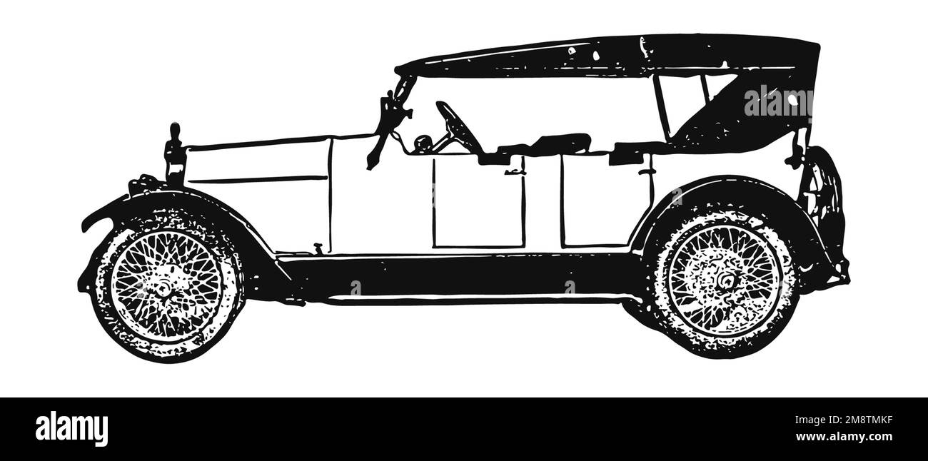 Classic vintage car, antique illustration Stock Photo - Alamy