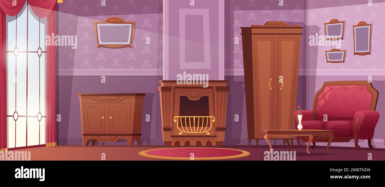 Old style interior. Vintage furniture in living room interior exact ...