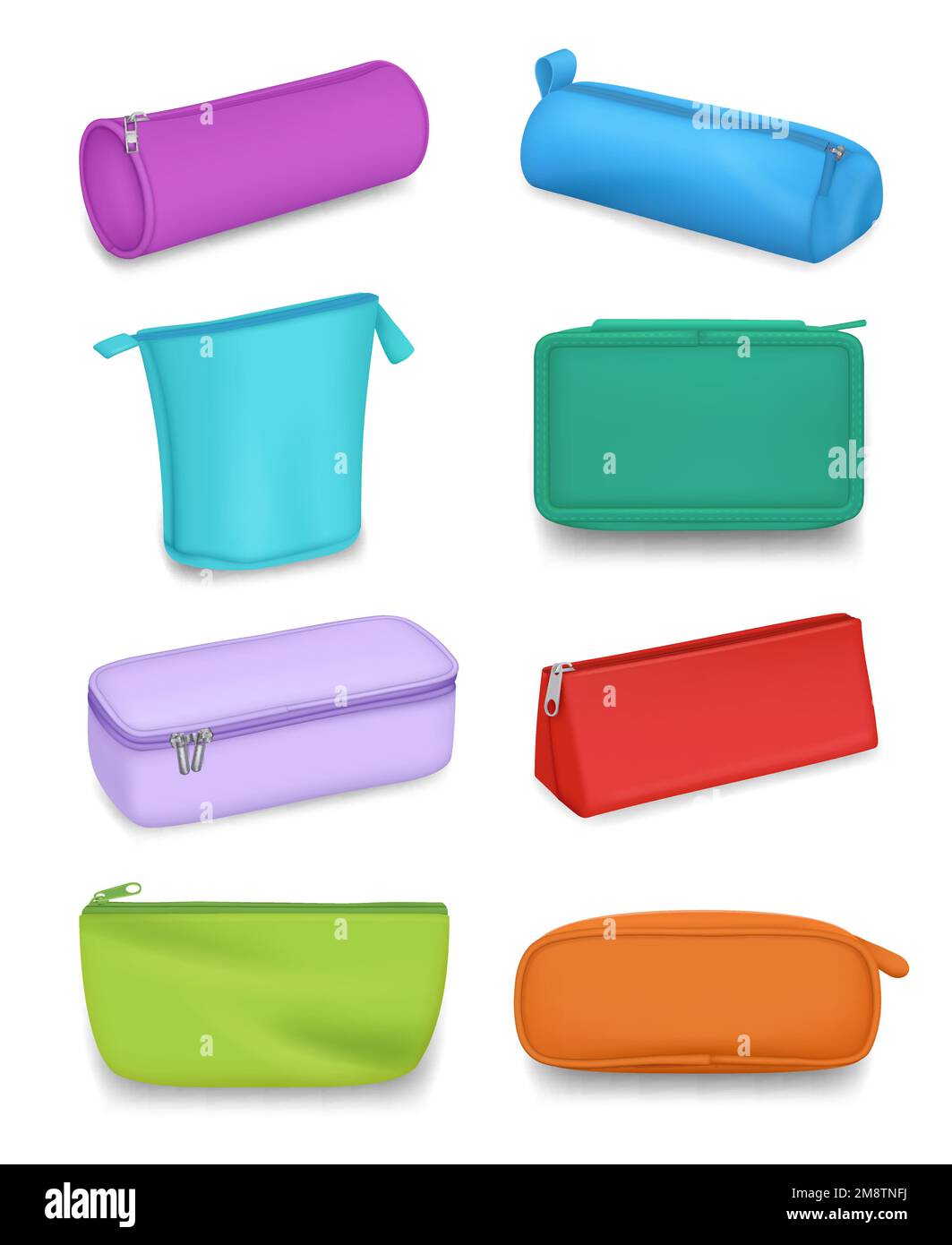 Pencil case. Stationery containers in realistic style decent vector ...