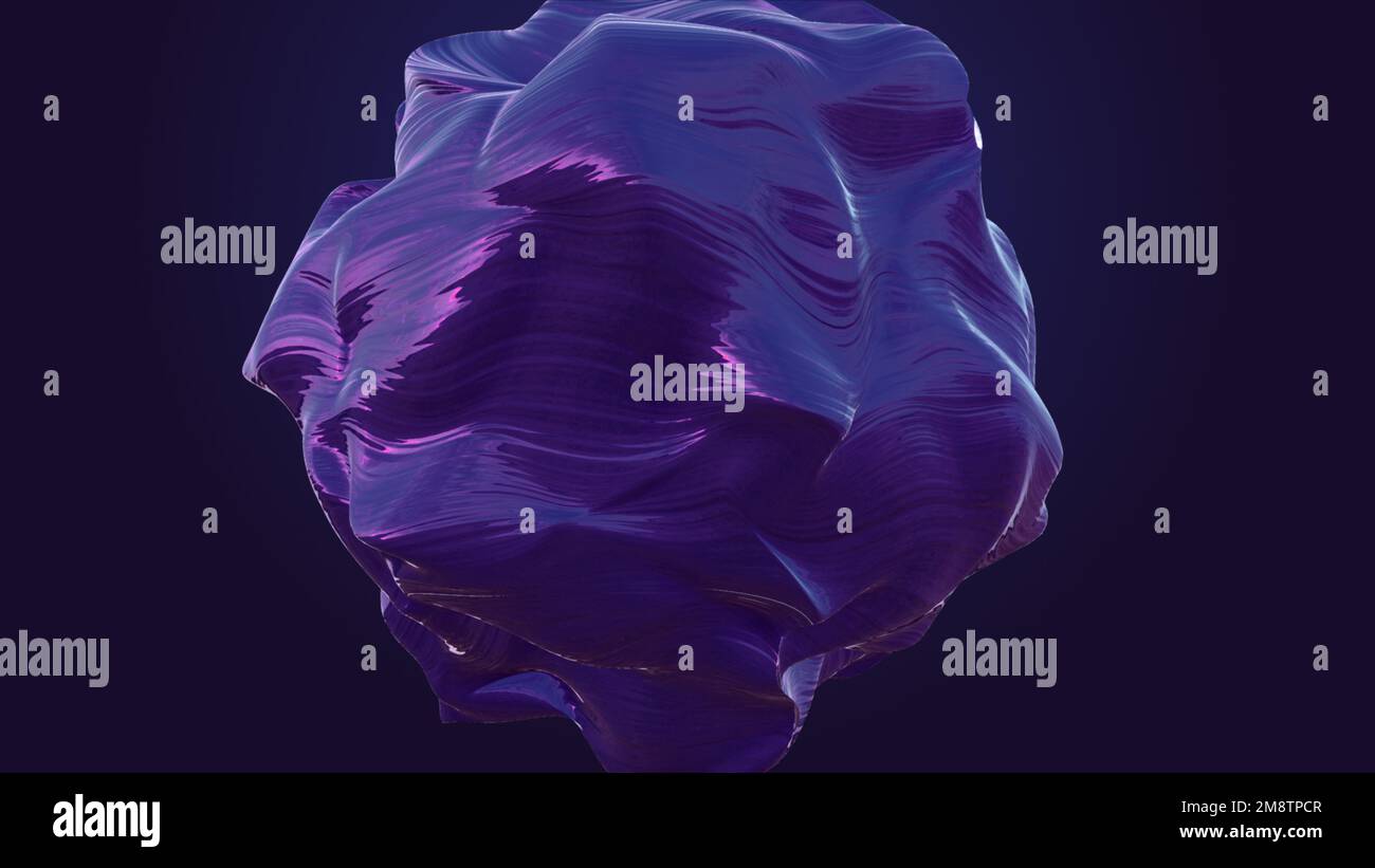 3D rendering anisotropic stone morphing. Waves of deformation on the material. Art object for ...