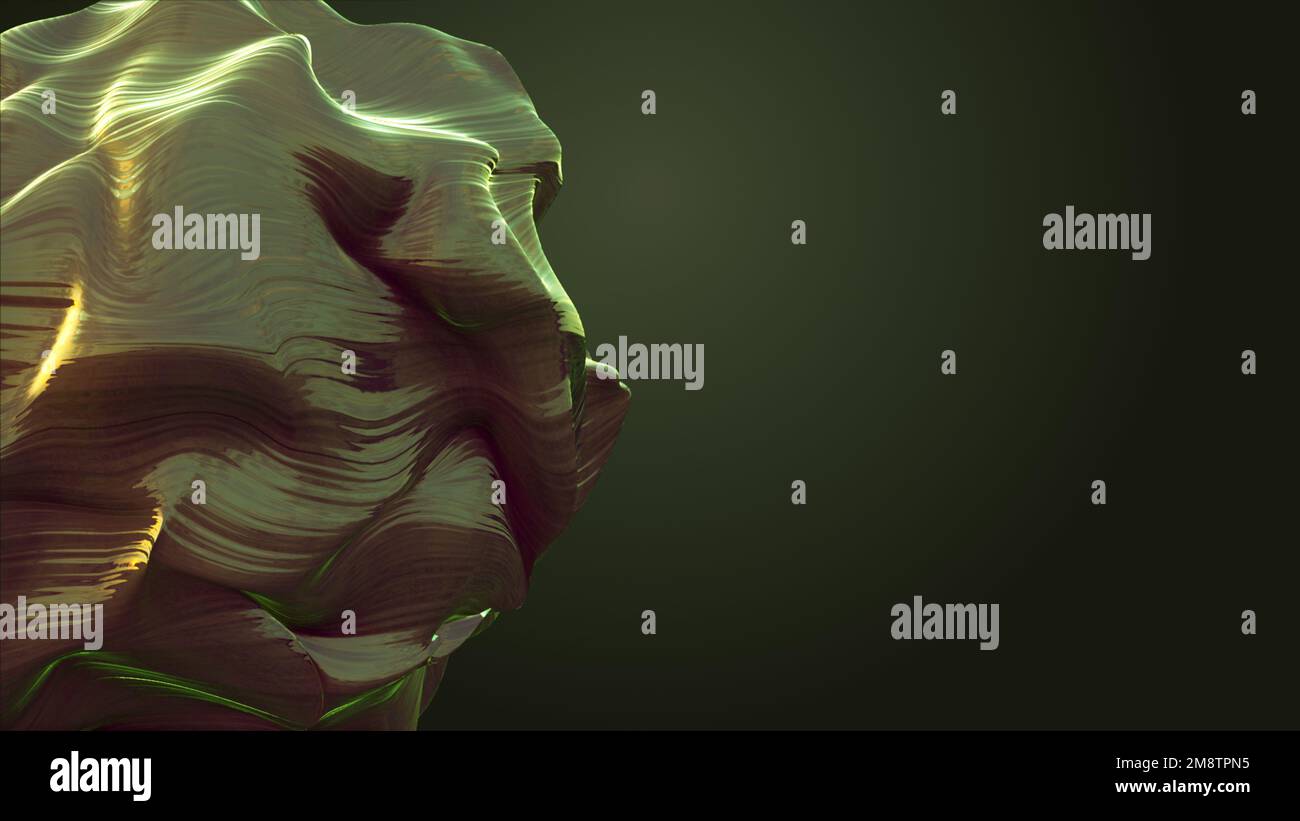 3D rendering anisotropic stone morphing. Waves of deformation on the material. Art object for ...
