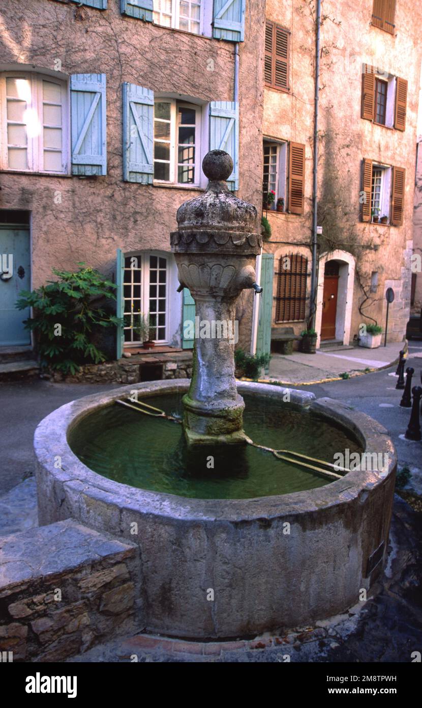 Village fountain in Cotignac Var Provence Stock Photo - Alamy