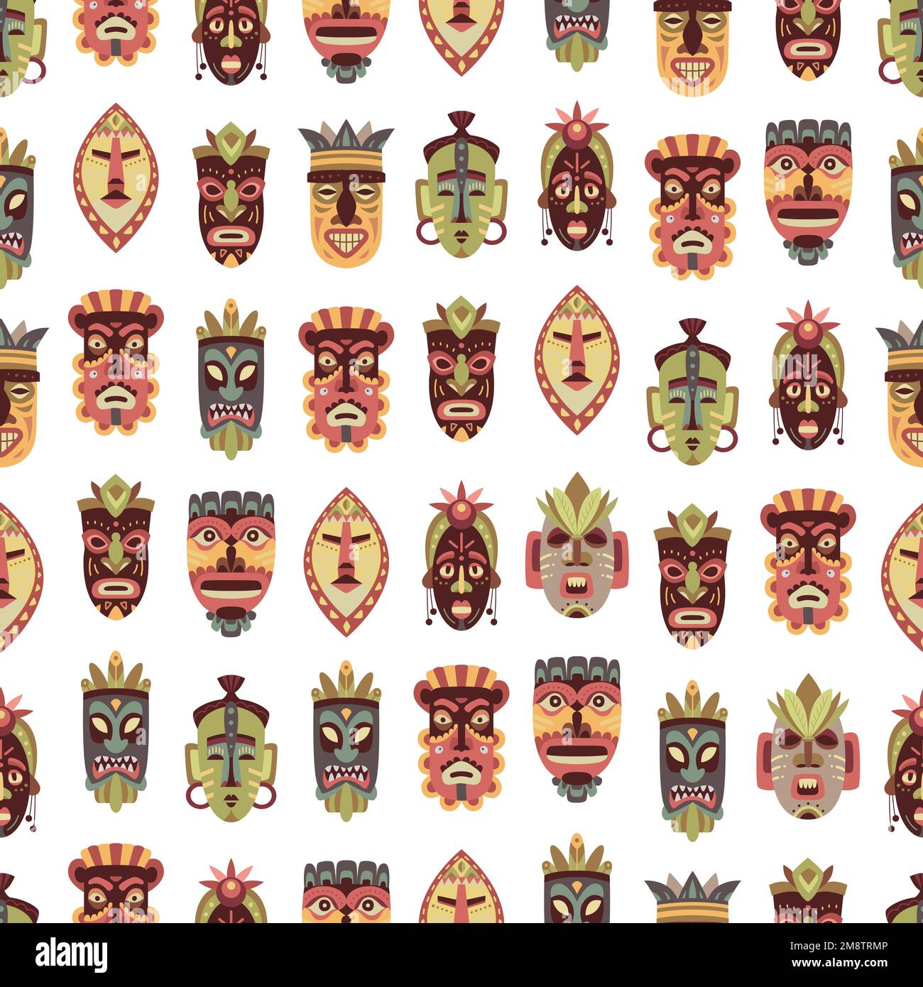 Ethnic african masks background. Wood mask tiki ritual. Art tribal ...