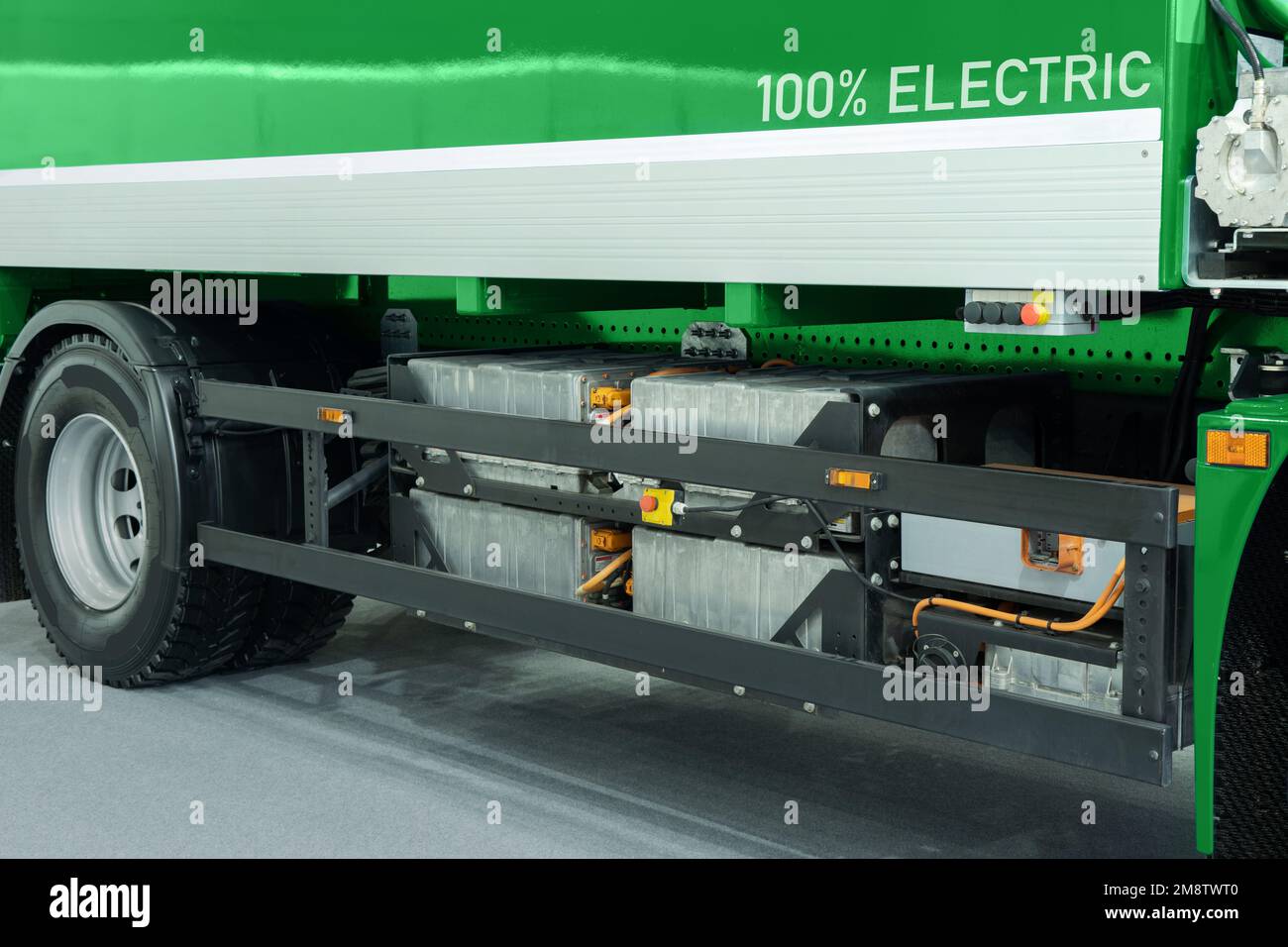 Electric truck with batteries. Clean transportation concept Stock Photo ...