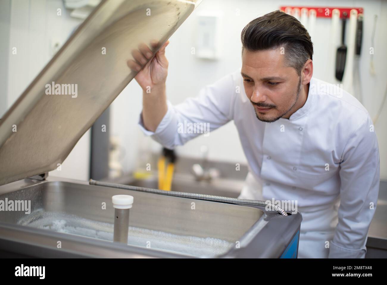 chef checking in a freezer Stock Photo - Alamy