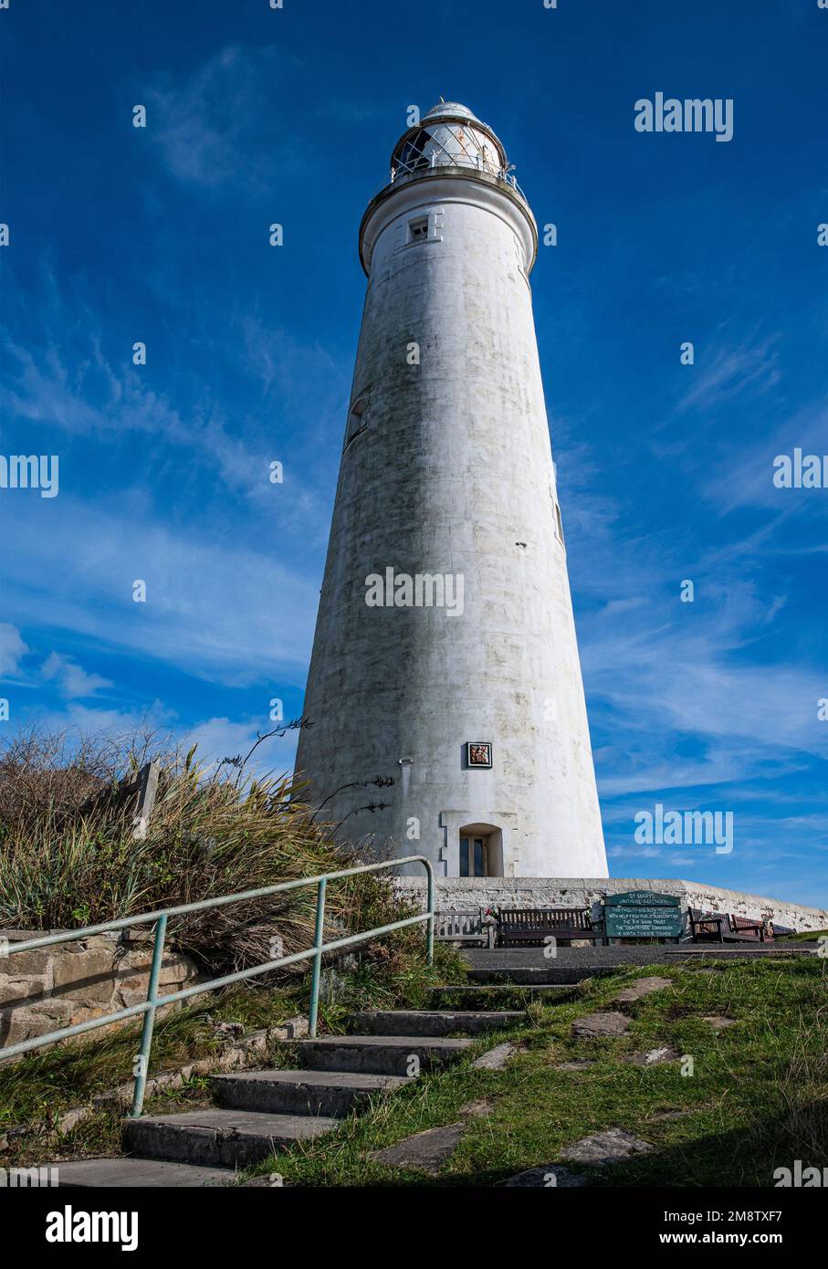 St Mary's Lighthouse. Island Causeway. Whitley Bay Northumberland Stock ...