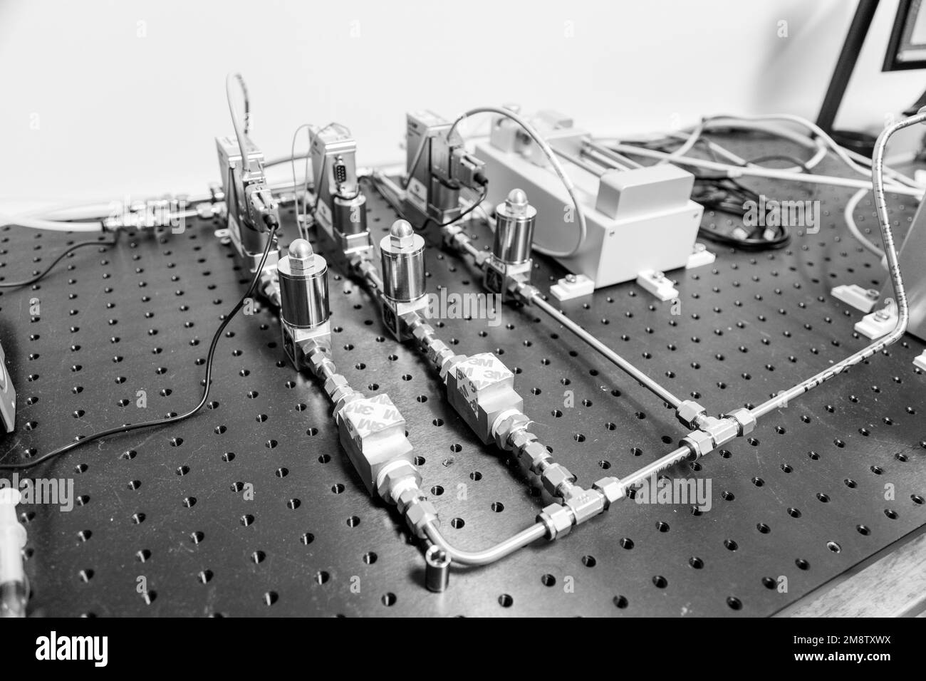 A closeup shot of a gas sensor device in the blurred background of the ...