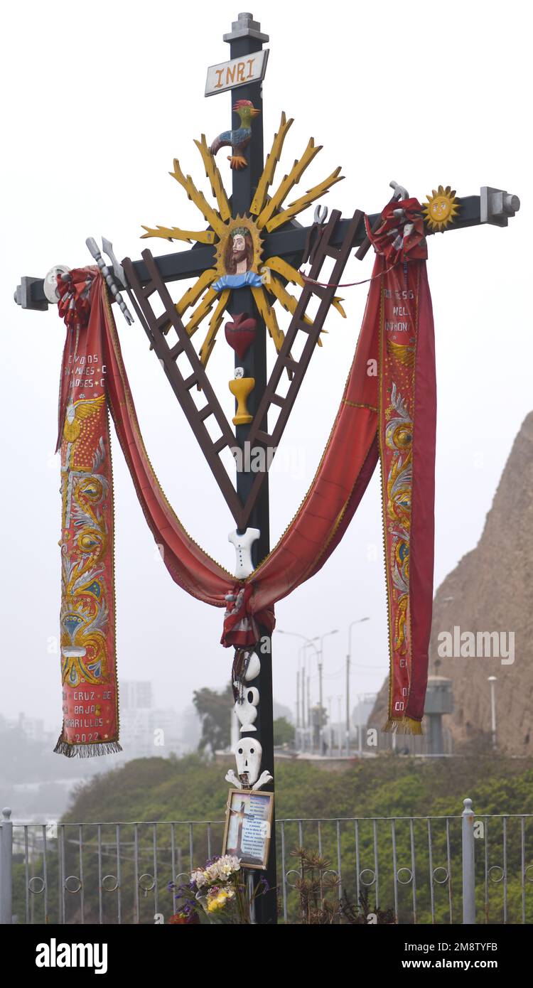 A cross displaying representations of the Arma Christi, weapons of ...