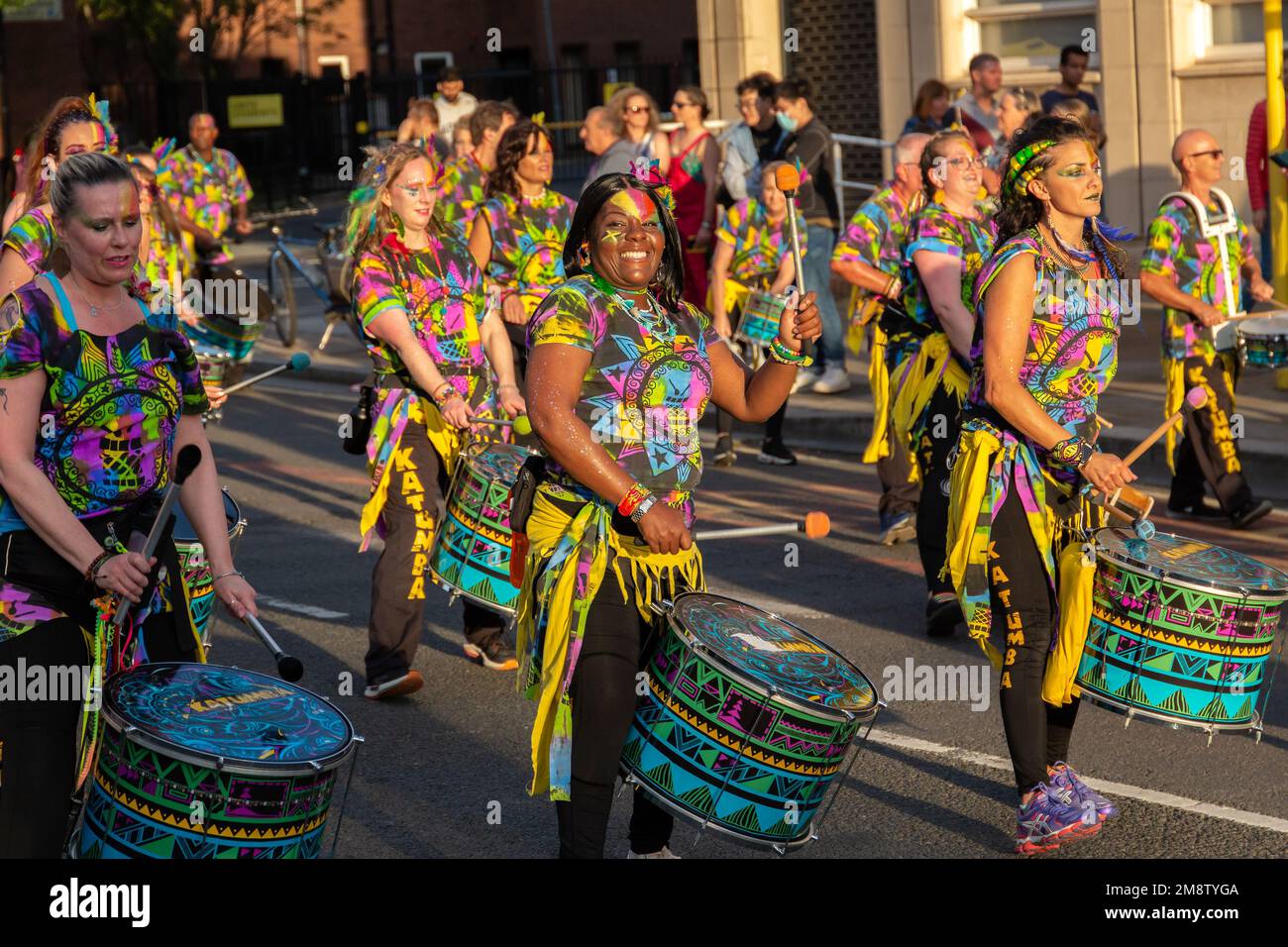 Liverpool, UK: Katumba drumming band, Brazilica festival parade, Mount ...