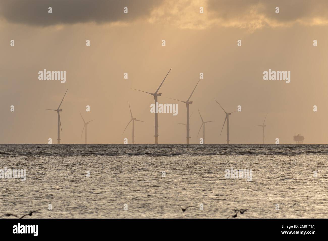 Liverpool Bay, UK: Burbo Bank offshore wind farm turbines ...