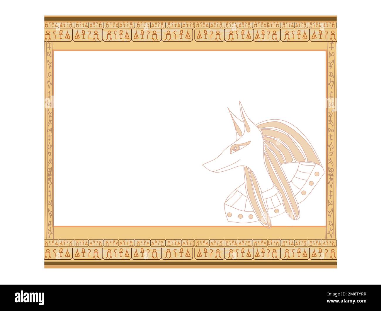 abstract grunge frame with god Anubis and hieroglyphs as a pattern ...