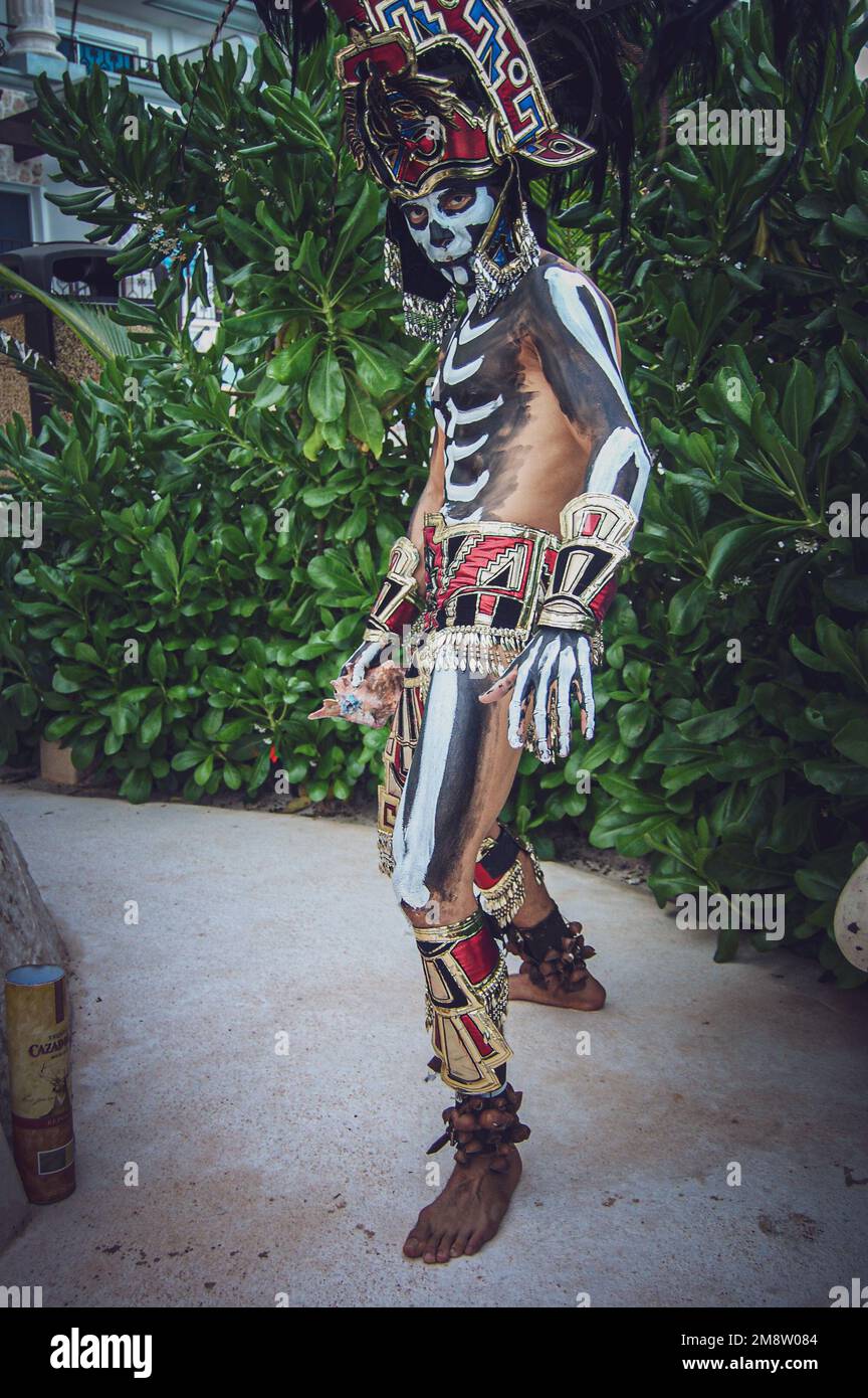 Faces of Mexico: Young Man Dressed as Skeleton in Cancun Stock Photo ...