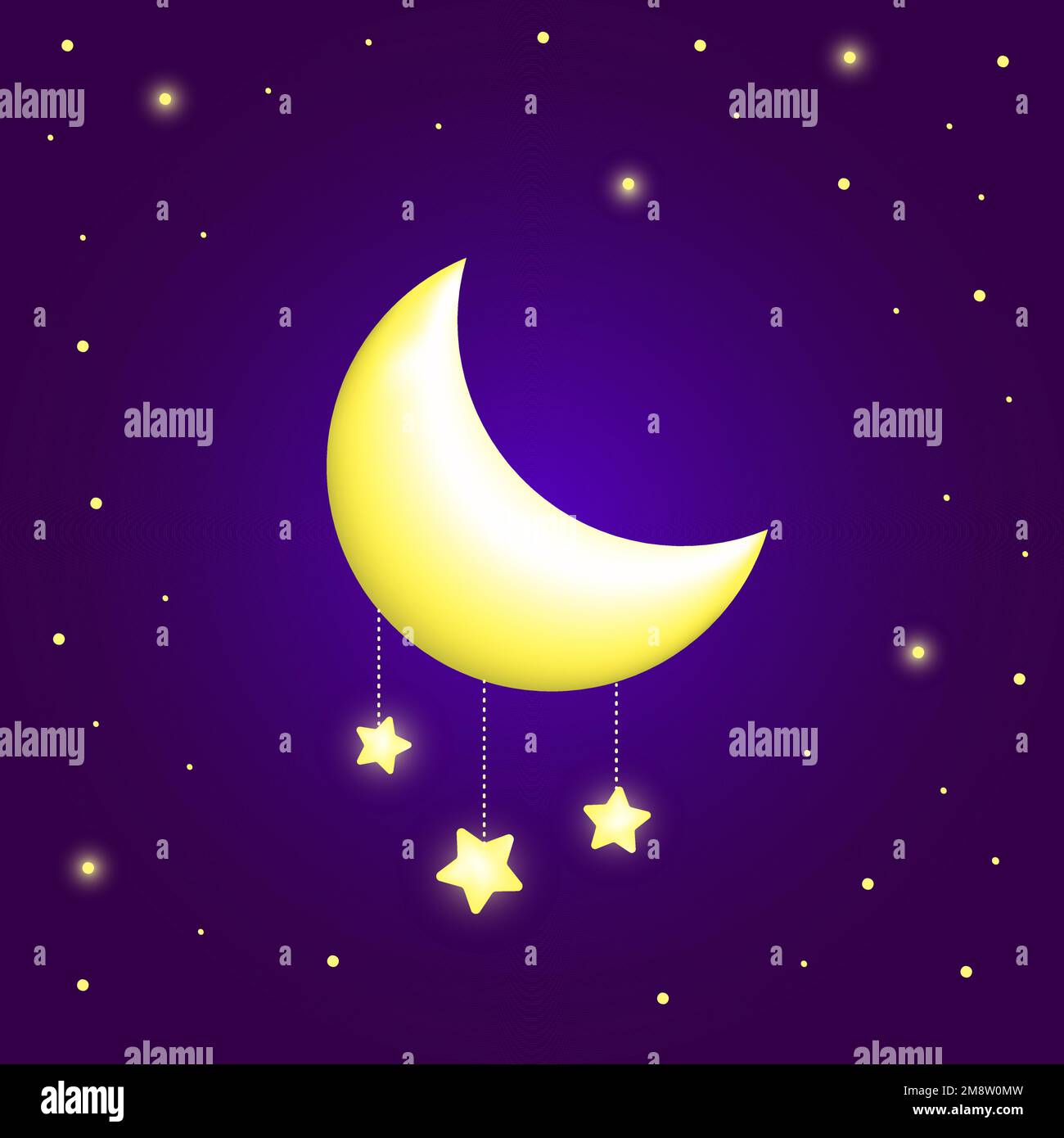 Cartoon Crescent Moon And Stars
