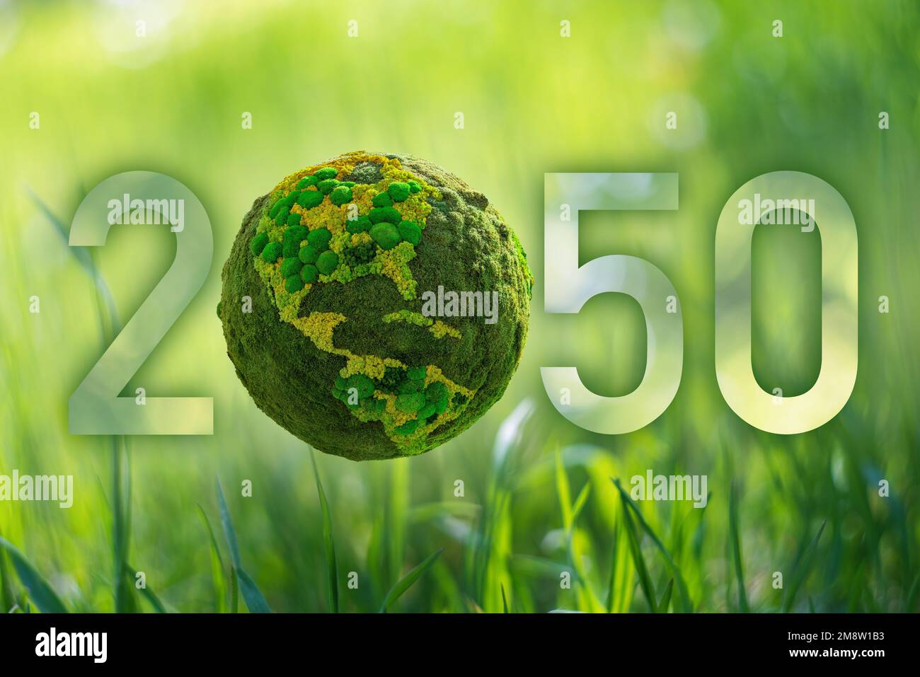 Numbers 2050 with green planet. A symbol of sustainable development and ...