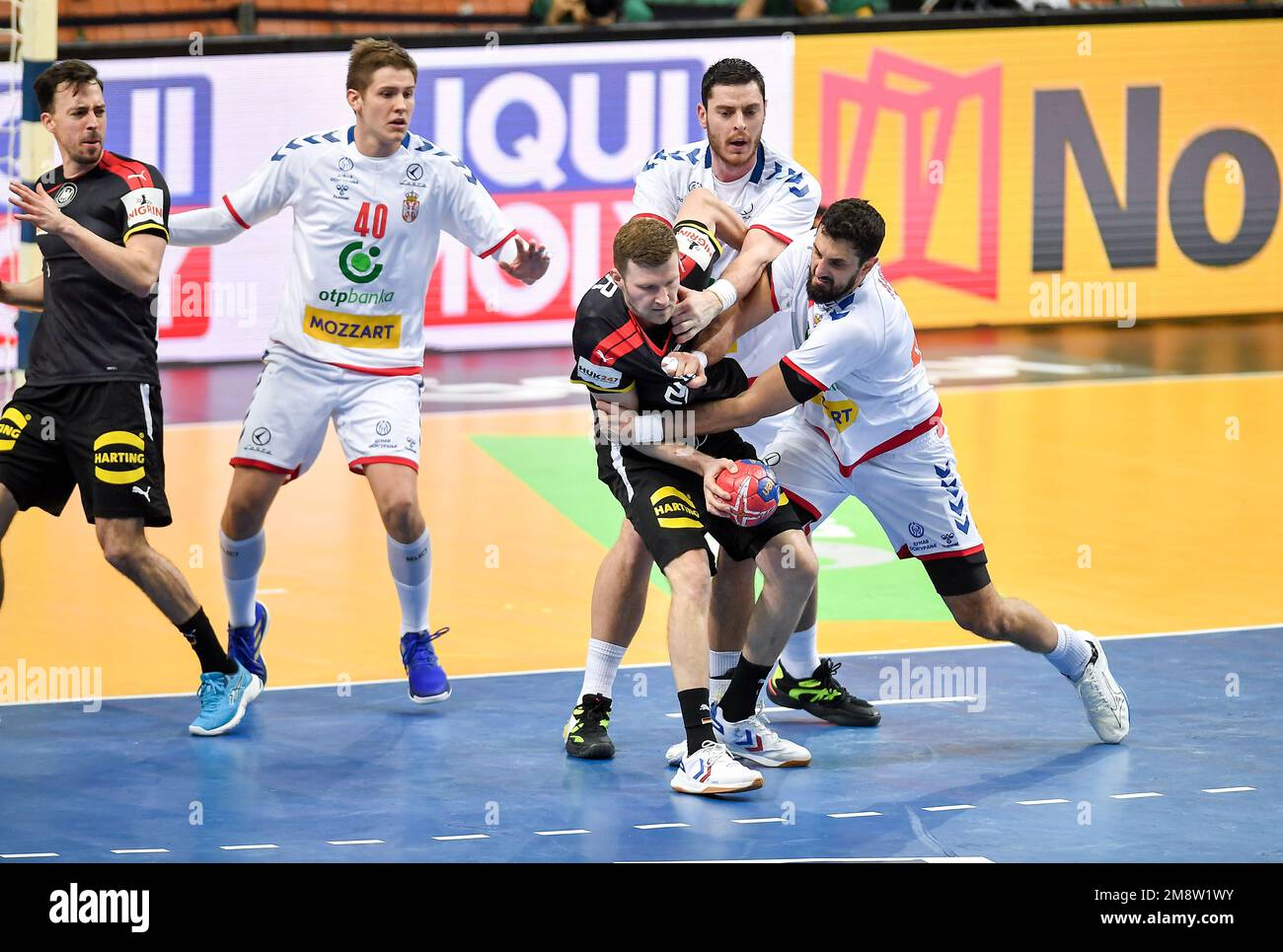 Philipp Weber Ilija Abutovic during IHF Men’s World Championship match between Germany and ...