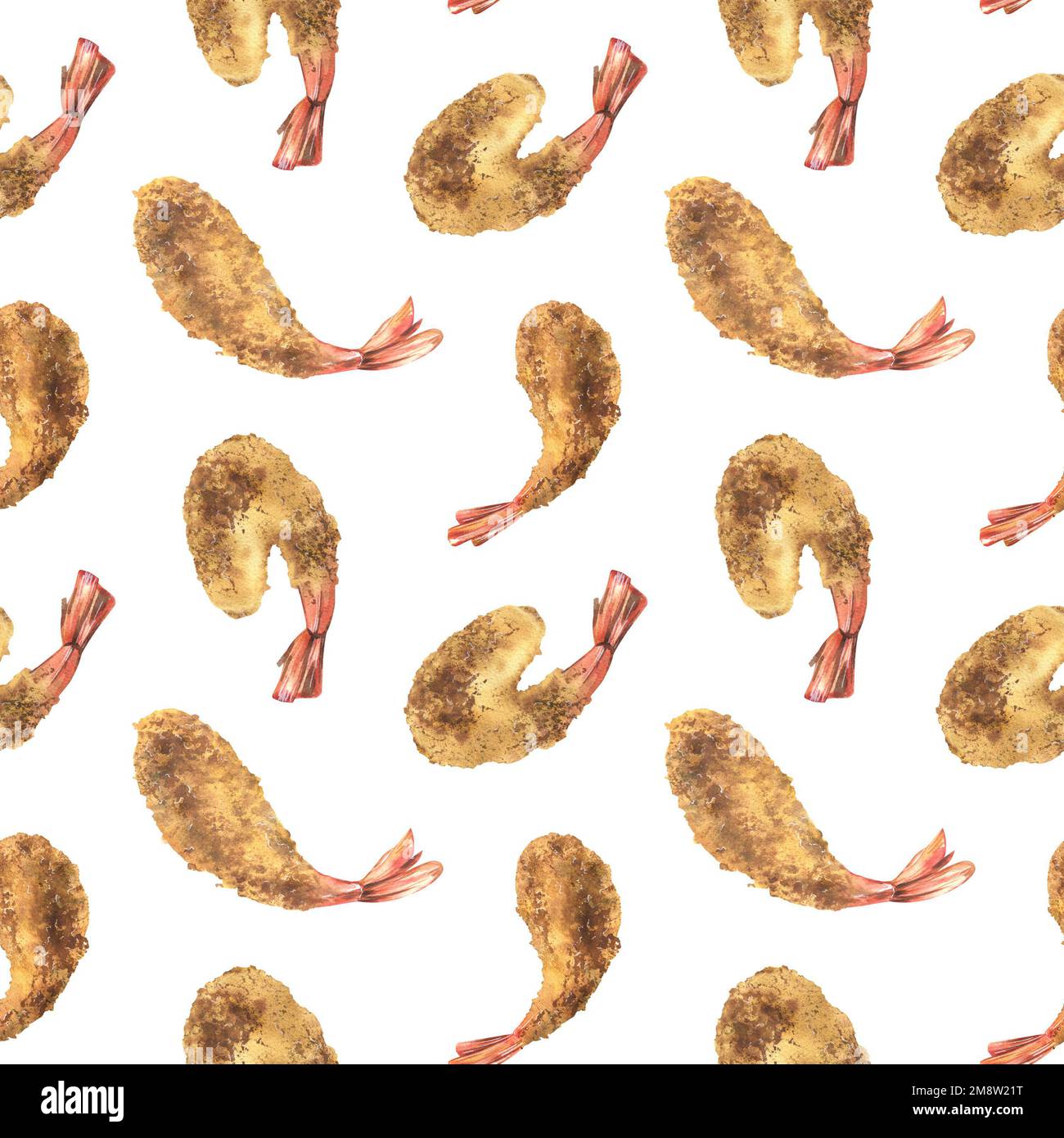 Fried shrimp, tempura of different shapes on a white background ...