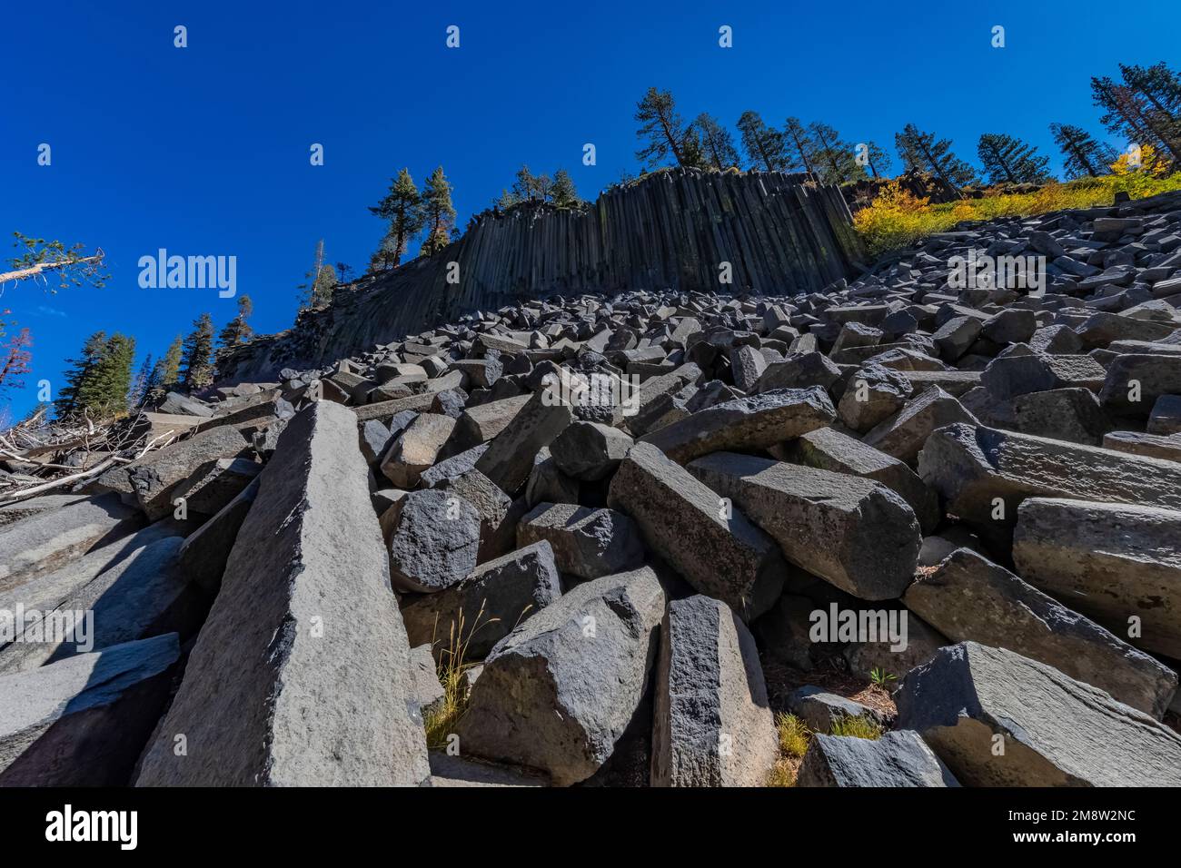 Basaltic columns created by cooling lava in Devils Postpile National ...