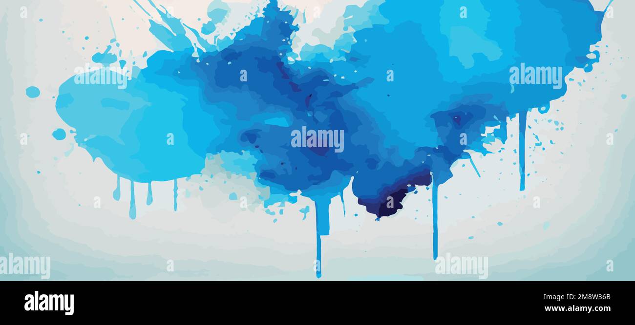Realistic blue watercolor panoramic texture on white background ...