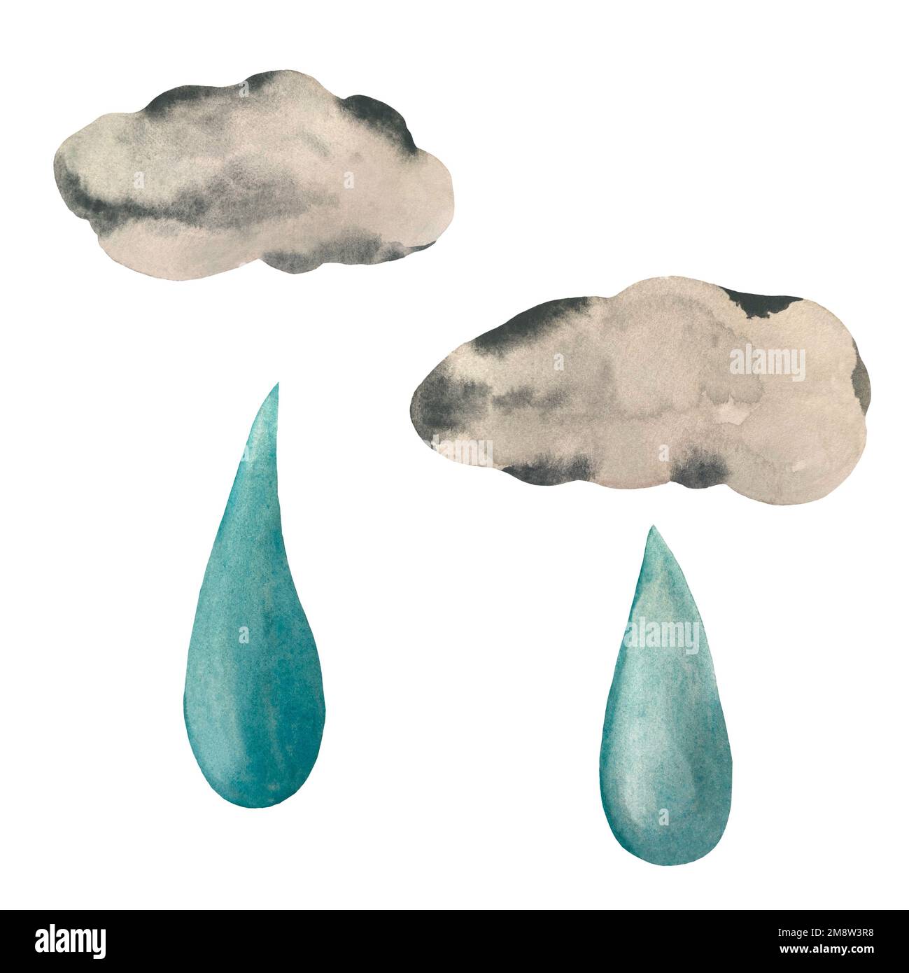 Drop blue loud rainy set watercolor illustration Stock Photo - Alamy