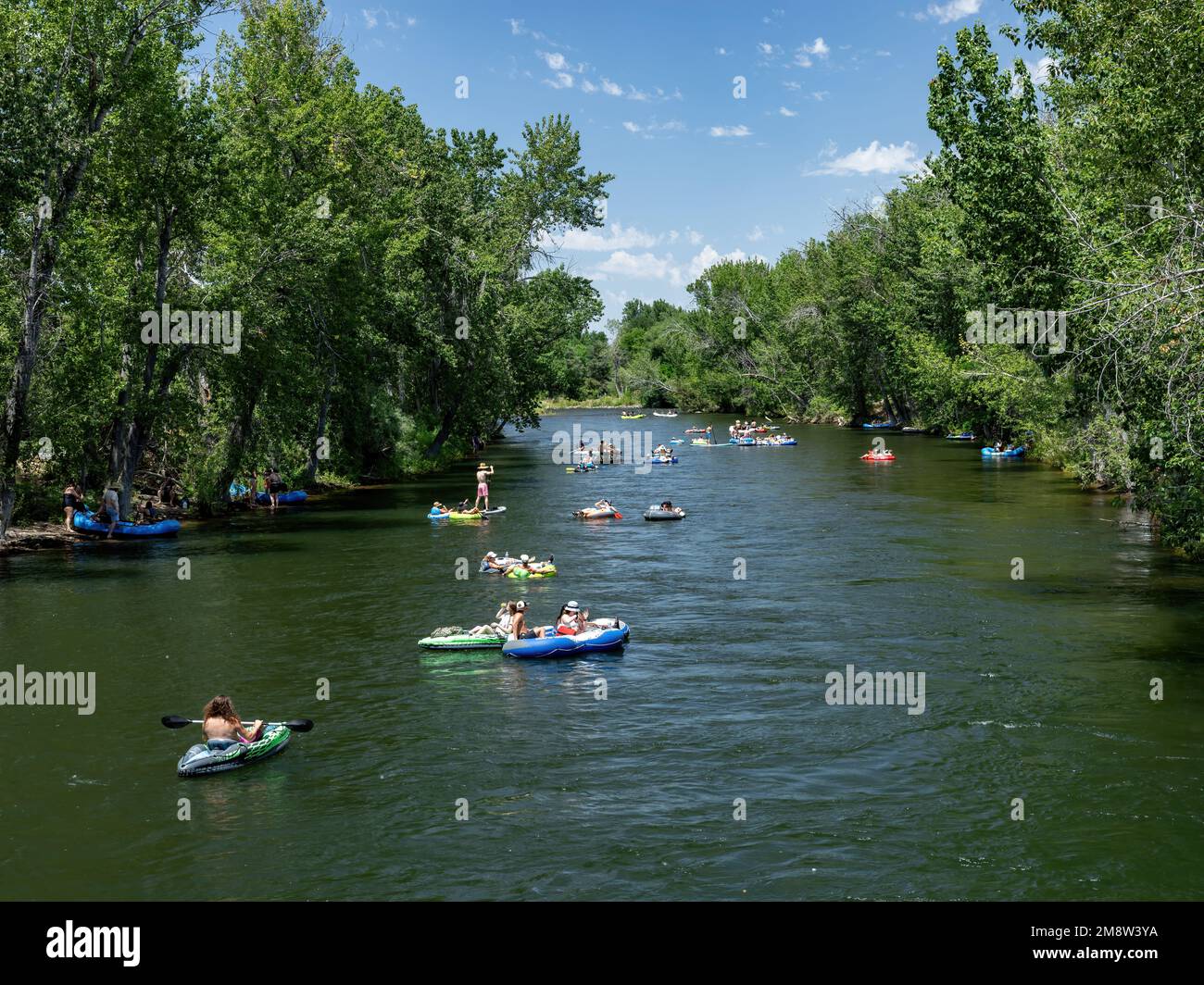 Popular recreation in Boise called floating the river Stock Photo - Alamy