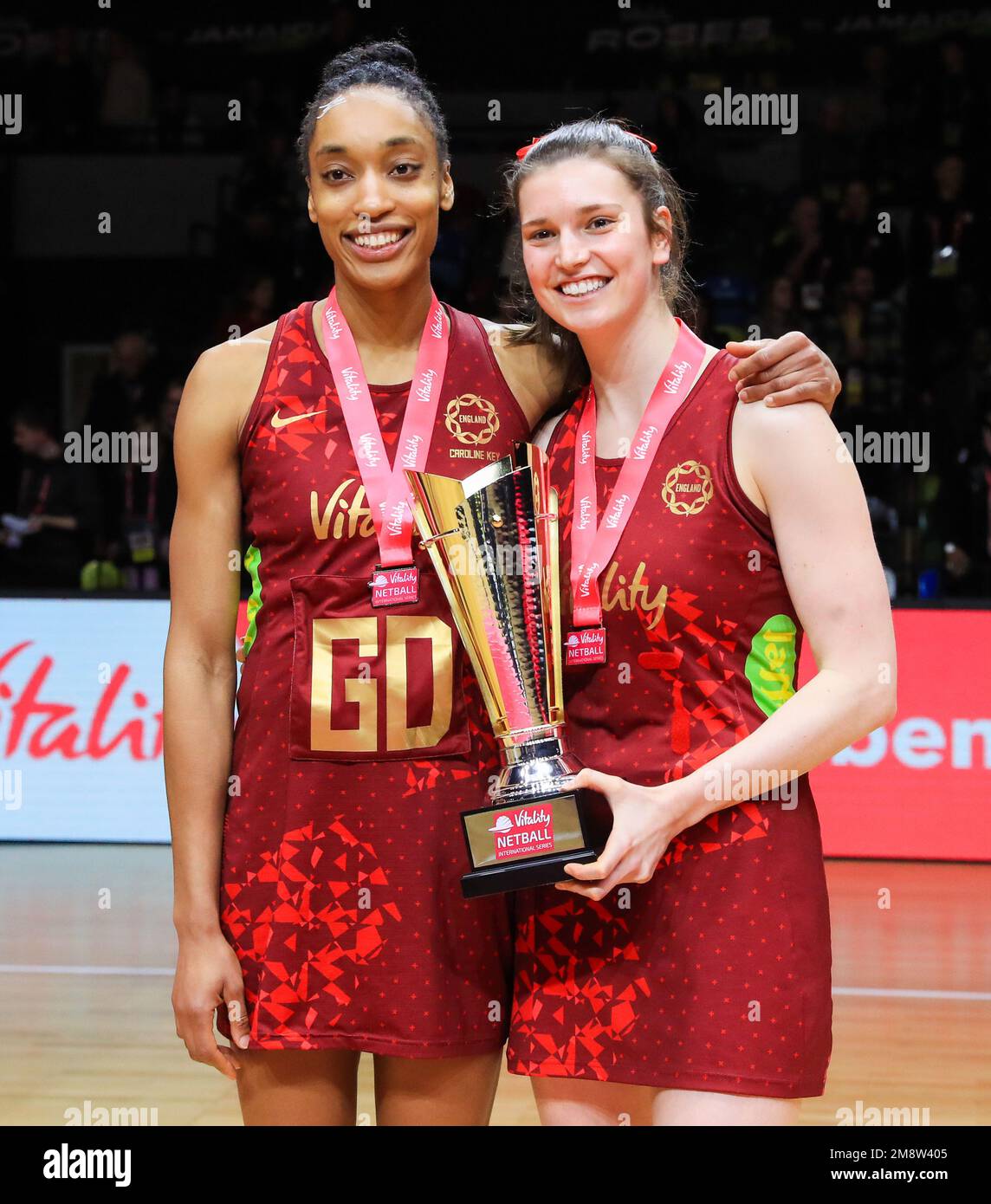 England’s Layla Guscoth (left) and Sophie Drakeford-Lewis pose with ...