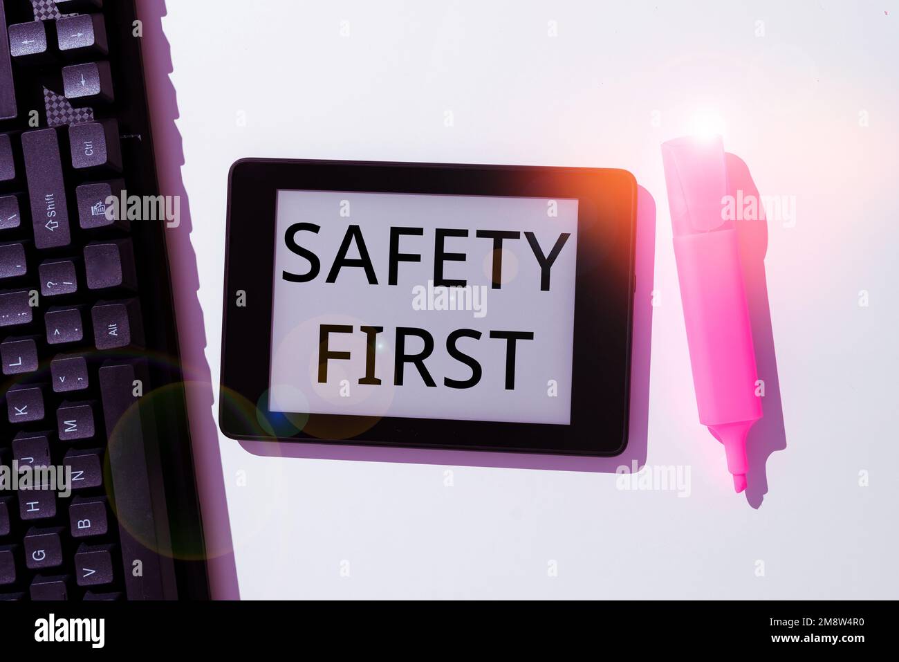 Sign displaying Safety First. Business showcase Avoid any unnecessary ...