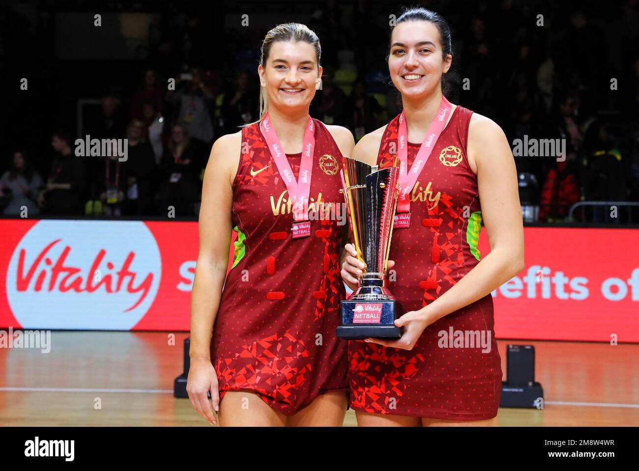 England’s Francesca Williams (left) and Alice Harvey pose with their ...