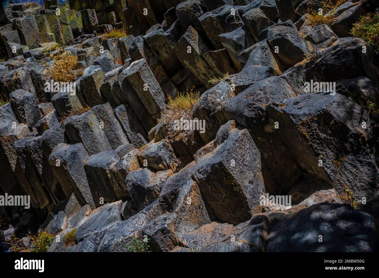 Basaltic columns created by cooling lava in Devils Postpile National ...
