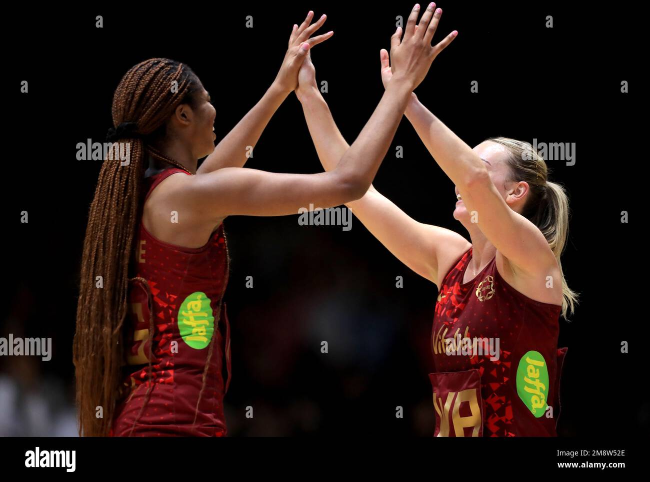 England’s Olivia Tchine and Natalie Metcalf celebrate at full time ...