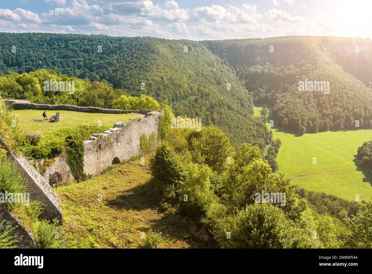 Mountain landscape with Hohenurach Castle, Bad Urach, Germany. Scenic ...