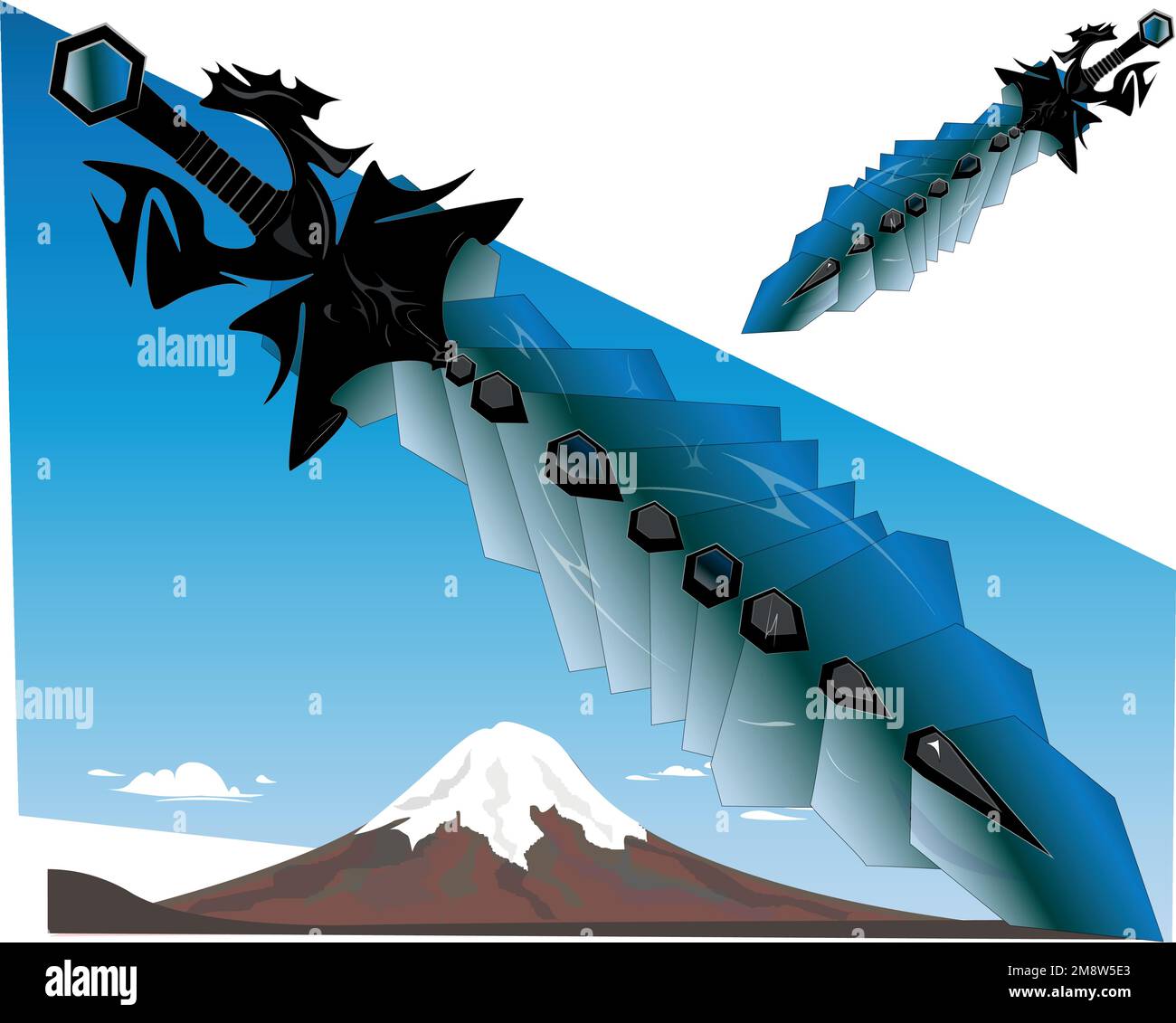 Art of a magical stone sword. Black metal frames the stone steel ...