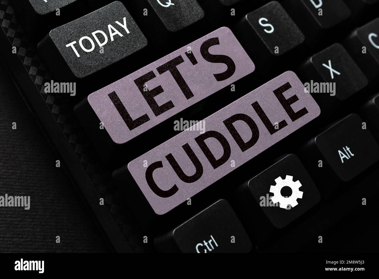 Conceptual caption Let's Cuddle, Business approach asking to hold close ...