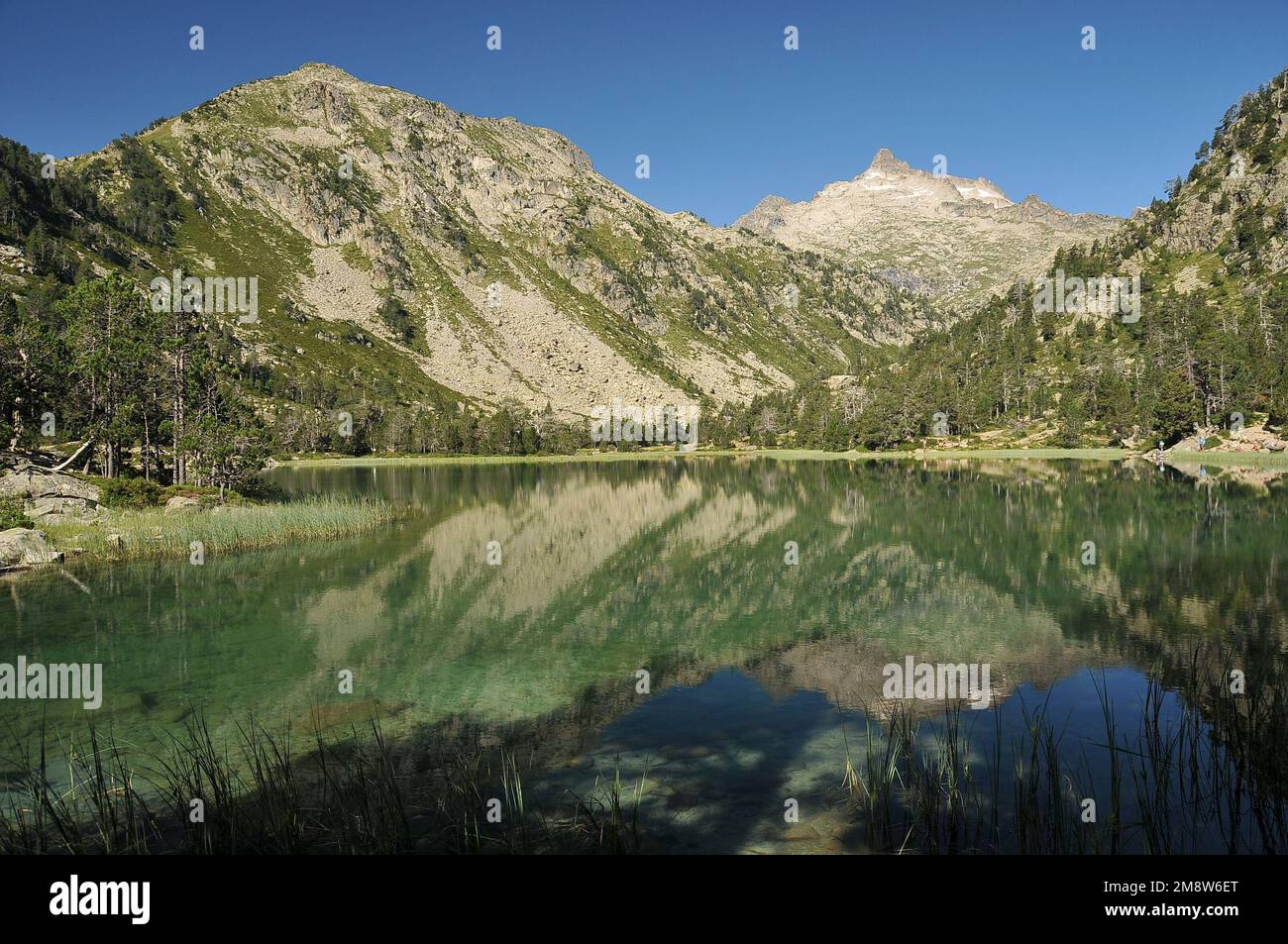 An amazing shot of the lake surrounded by mountains reflecting on the ...