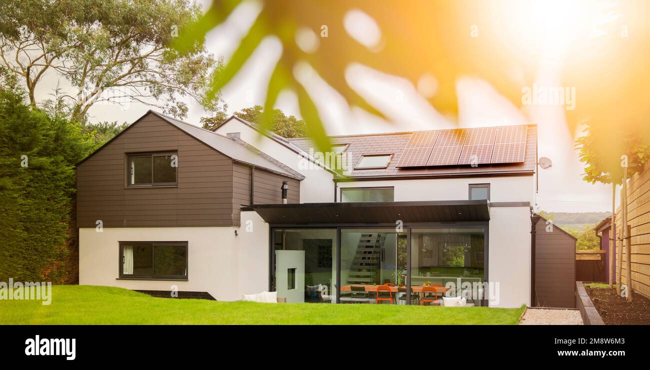 Large Modern detached house with solar panels on the roof near Bristol ...