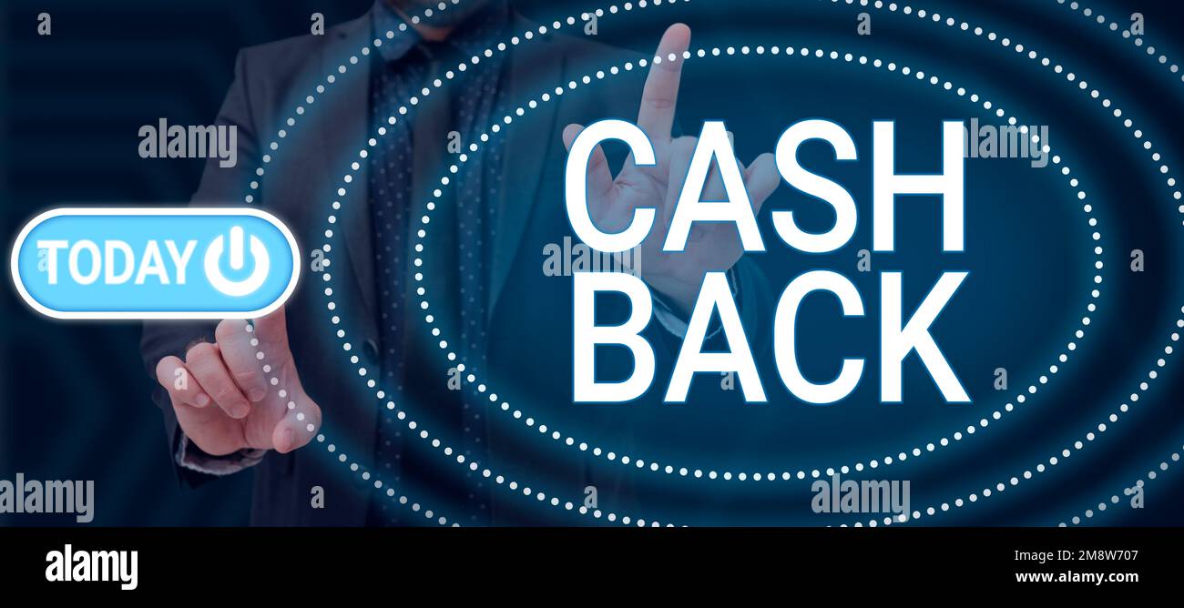 Text caption presenting Cash Back. Internet Concept incentive offered ...