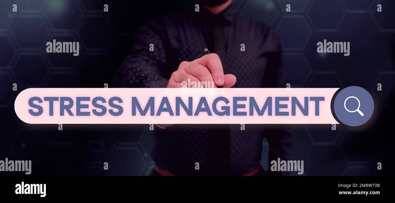 Text caption presenting Stress Management. Business showcase learning ...