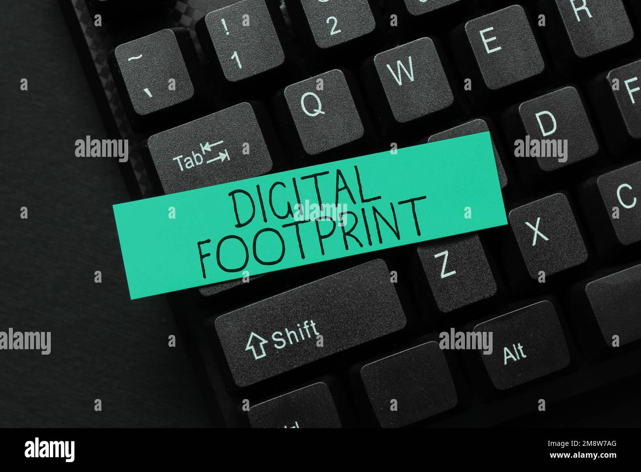 Hand writing sign Digital Footprint. Concept meaning uses digital ...