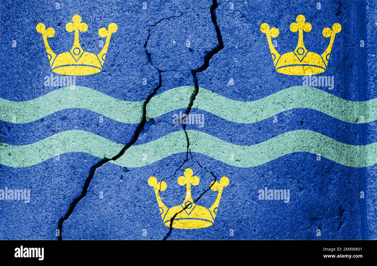 Flag Of Cambridgeshire The Three Gold Crowns Represent East Anglia With Wavy Light Blue Lines