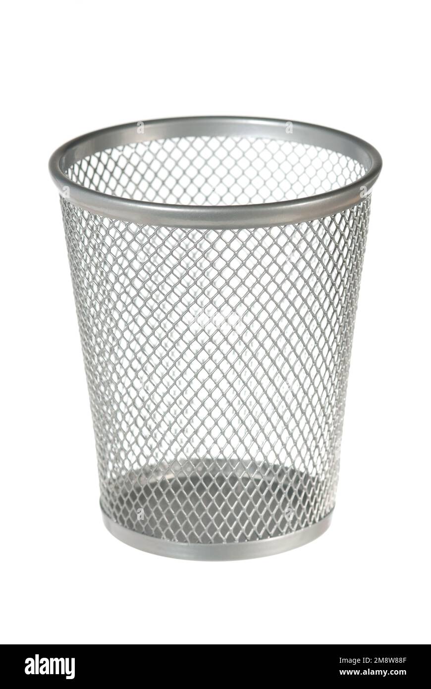 Empty wastepaper basket on white Stock Photo - Alamy