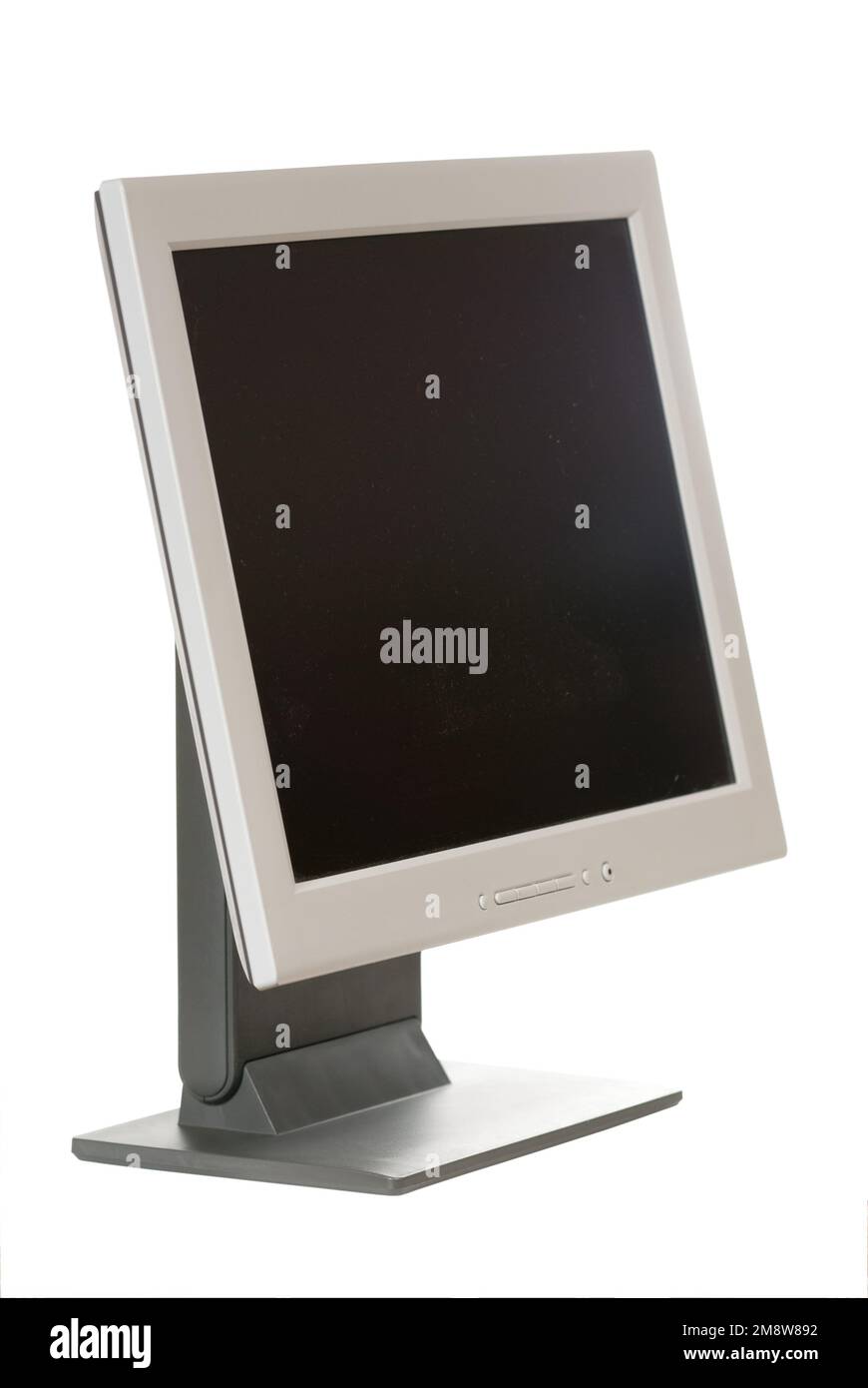 Computer monitor with black screen on white Stock Photo - Alamy