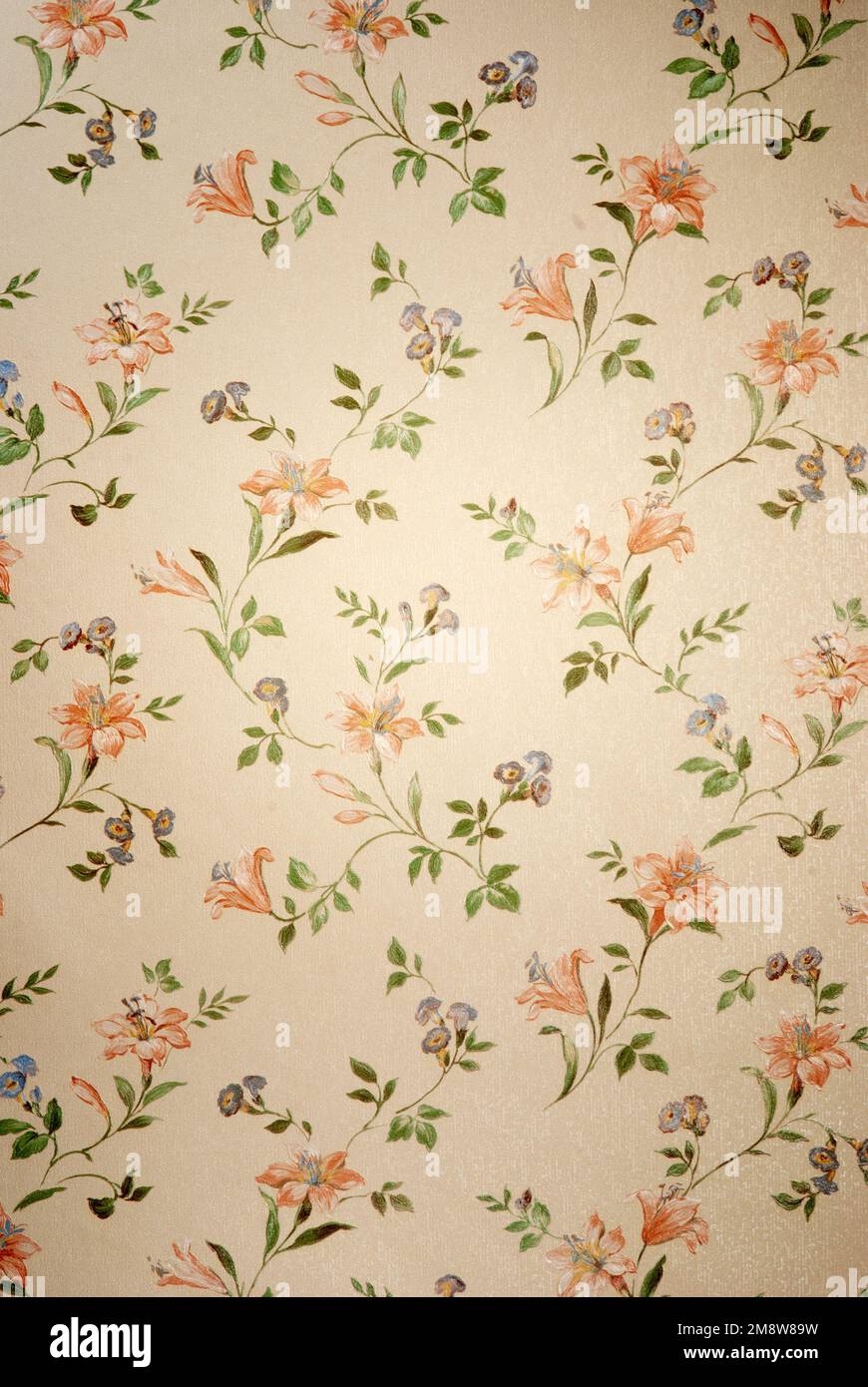 Funky vintage wallpaper with flower design Stock Photo - Alamy