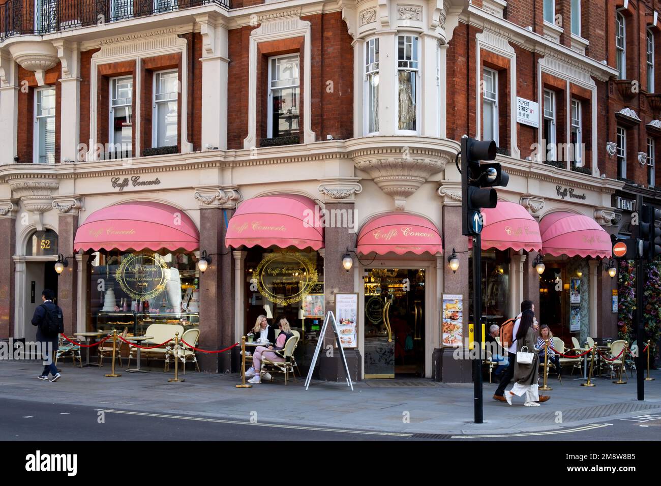 London, UK, Sept 2022, view of Caffé Concerto at the corner of ...