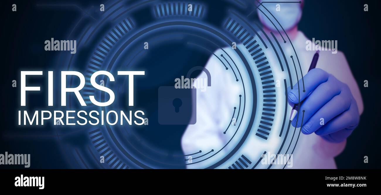 Writing displaying text First Impressions, Business idea What a person ...