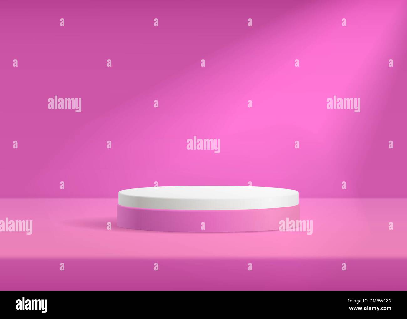 Abstract pink 3d background with realistic pink cylinder pedestal ...