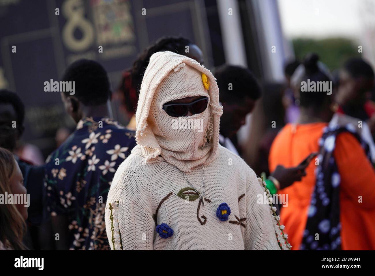 A guest attends the Afrima, All Africa Music Awards at the Dakar Arena ...
